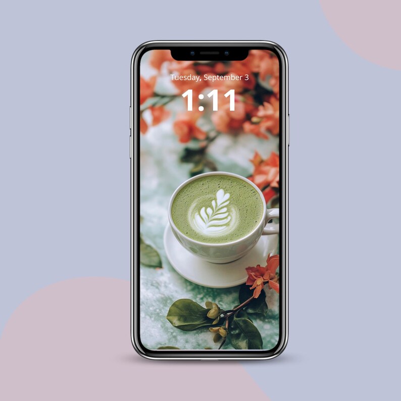 Matcha Latte Art Wallpaper for iPhone & iPad Ios 14 to Ios 17 Compatible Cozy Coffee Aesthetic ...