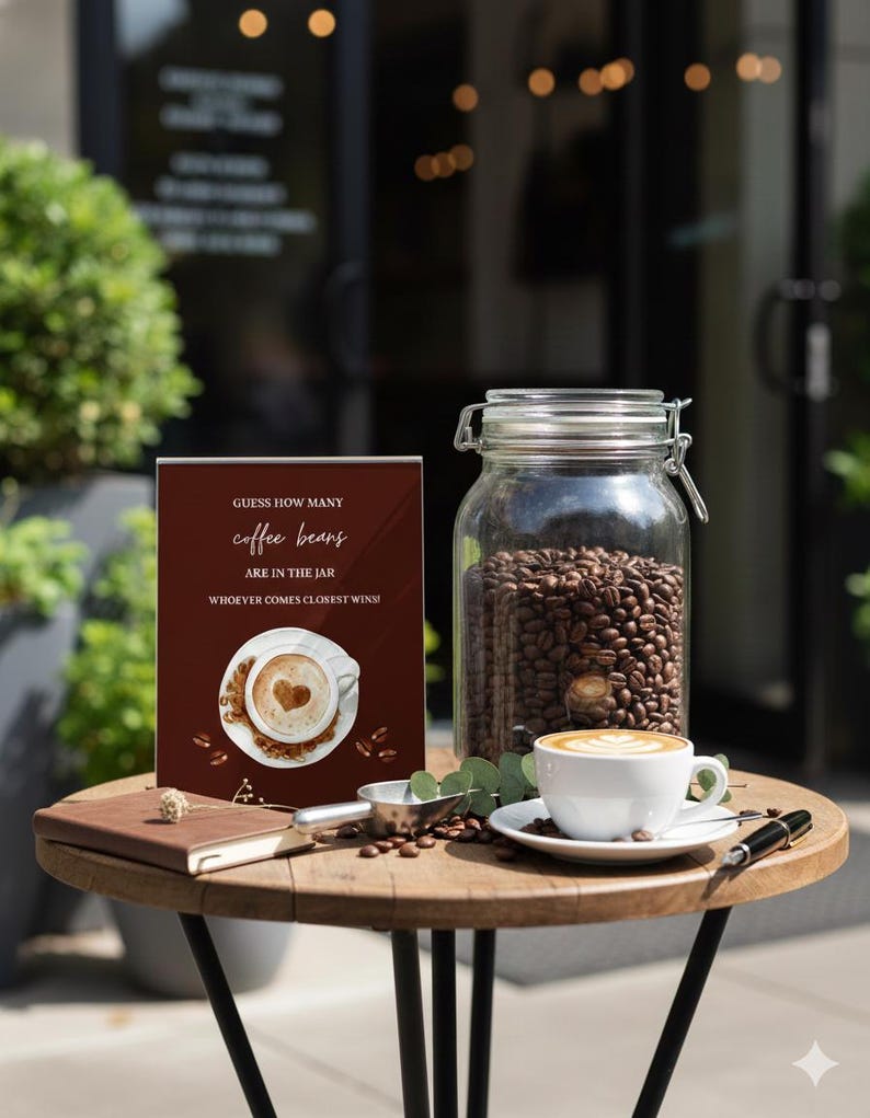 Guess How Many Coffee Beans Sign | Coffee Bar Game Printable | Editable ...
