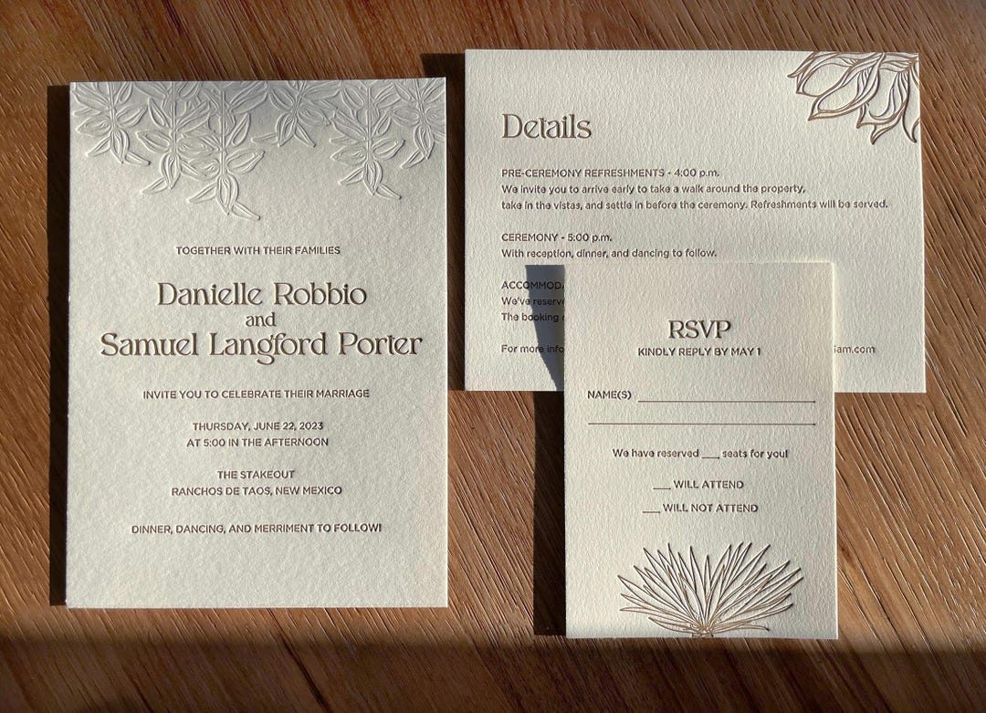 Agave Flower Letterpress Wedding Invites - Etsy