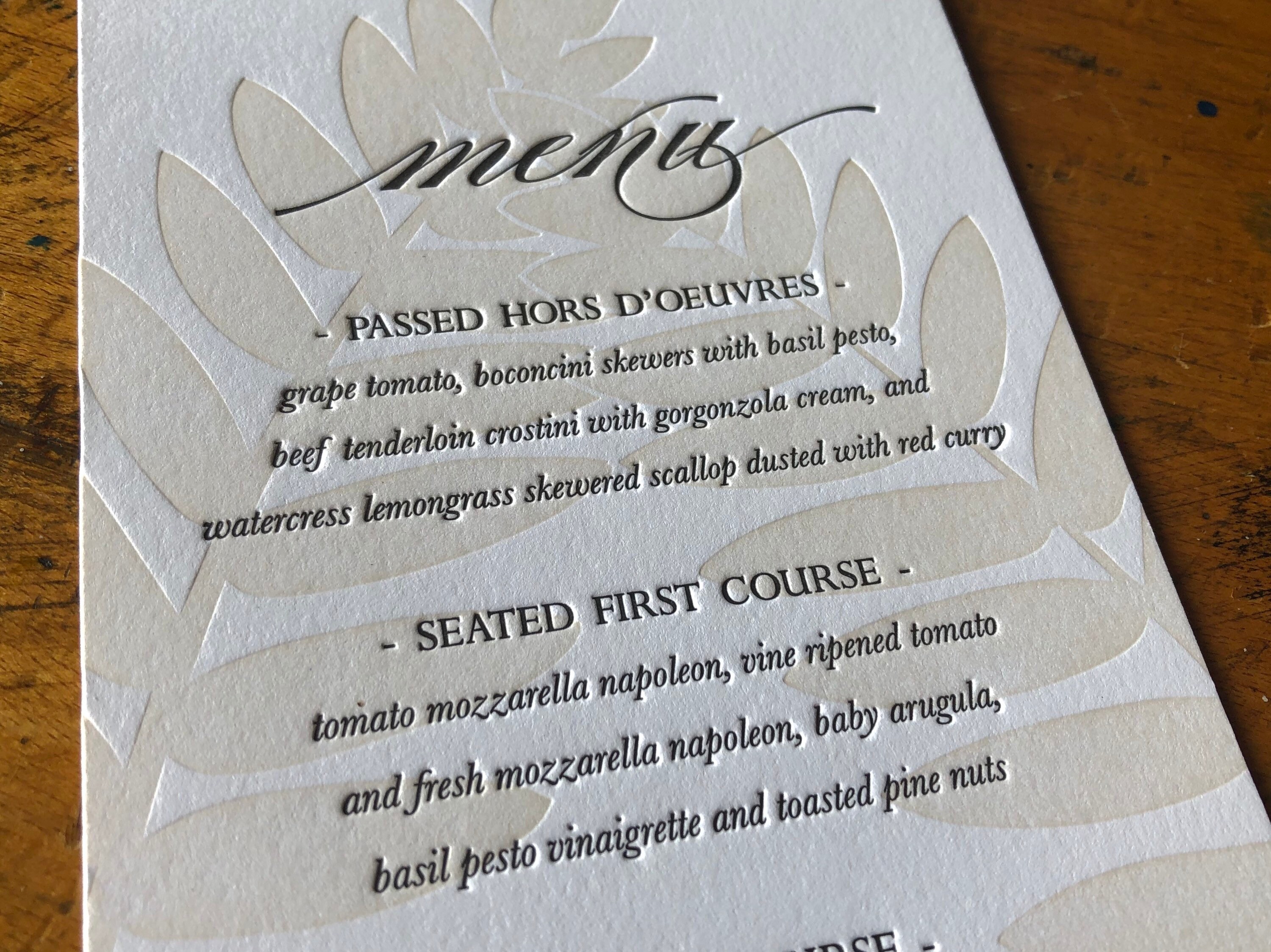 Letterpress Menus - Etsy