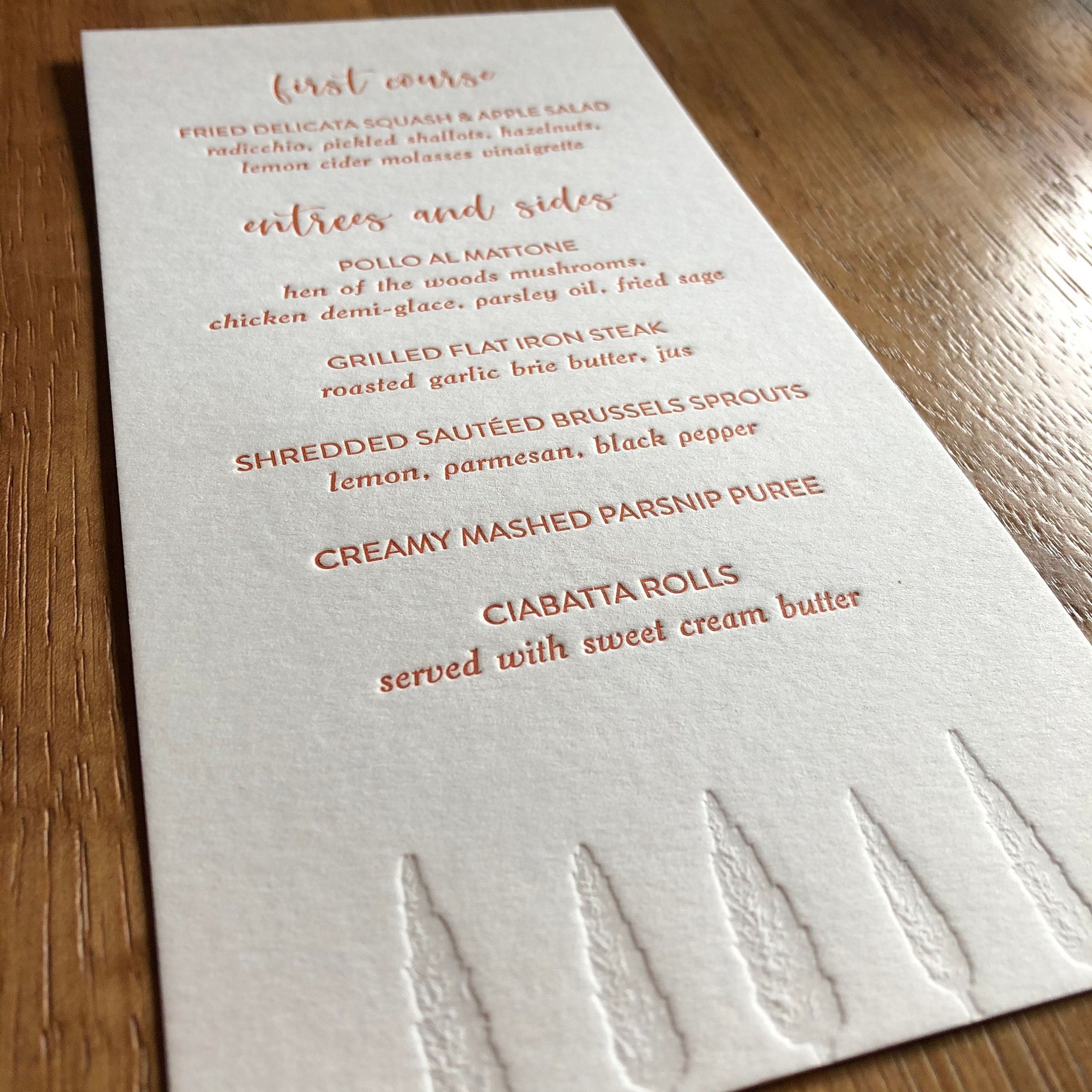 Letterpress Menus - Etsy
