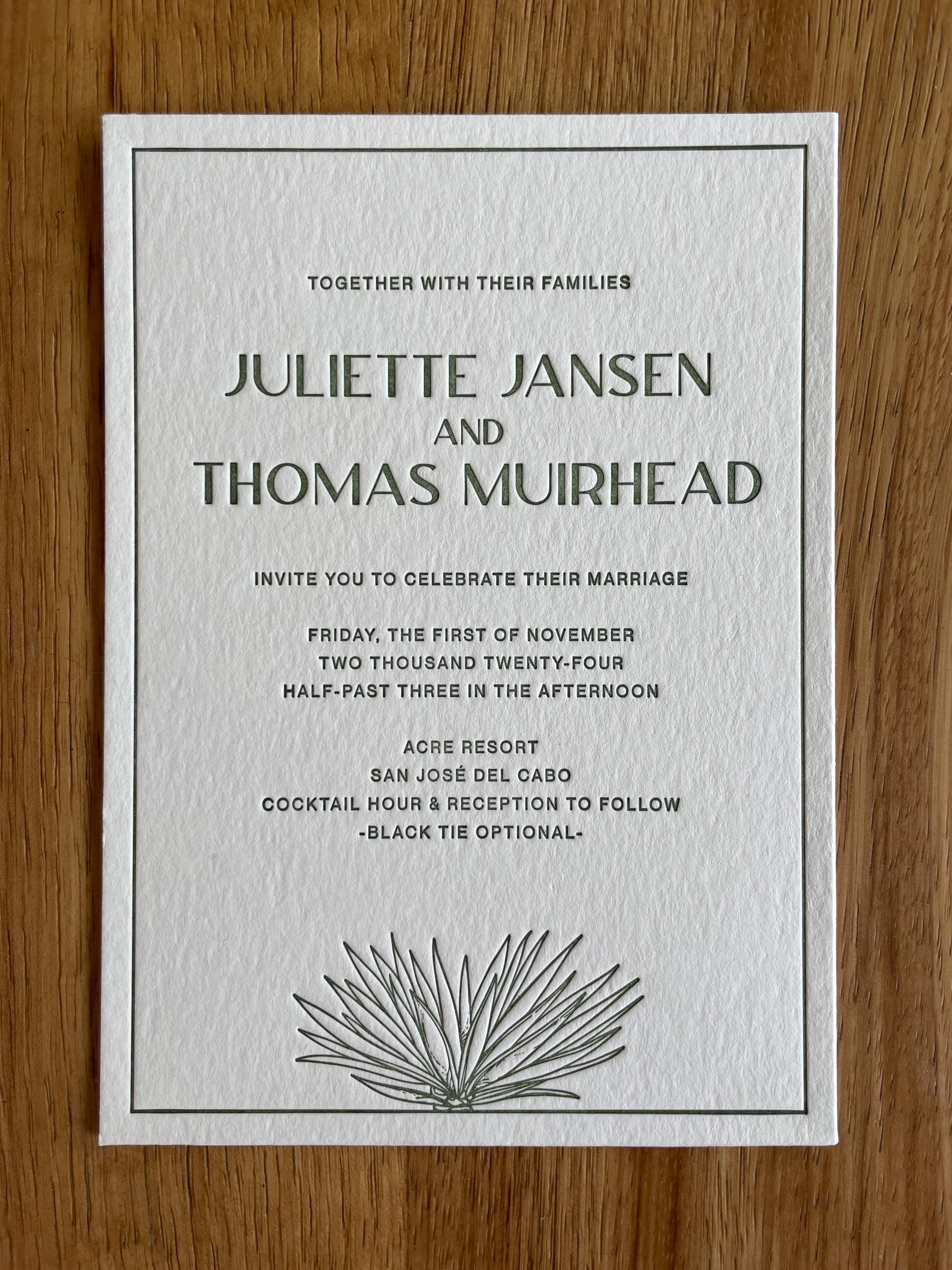 Agave Letterpress Wedding Invites - Etsy