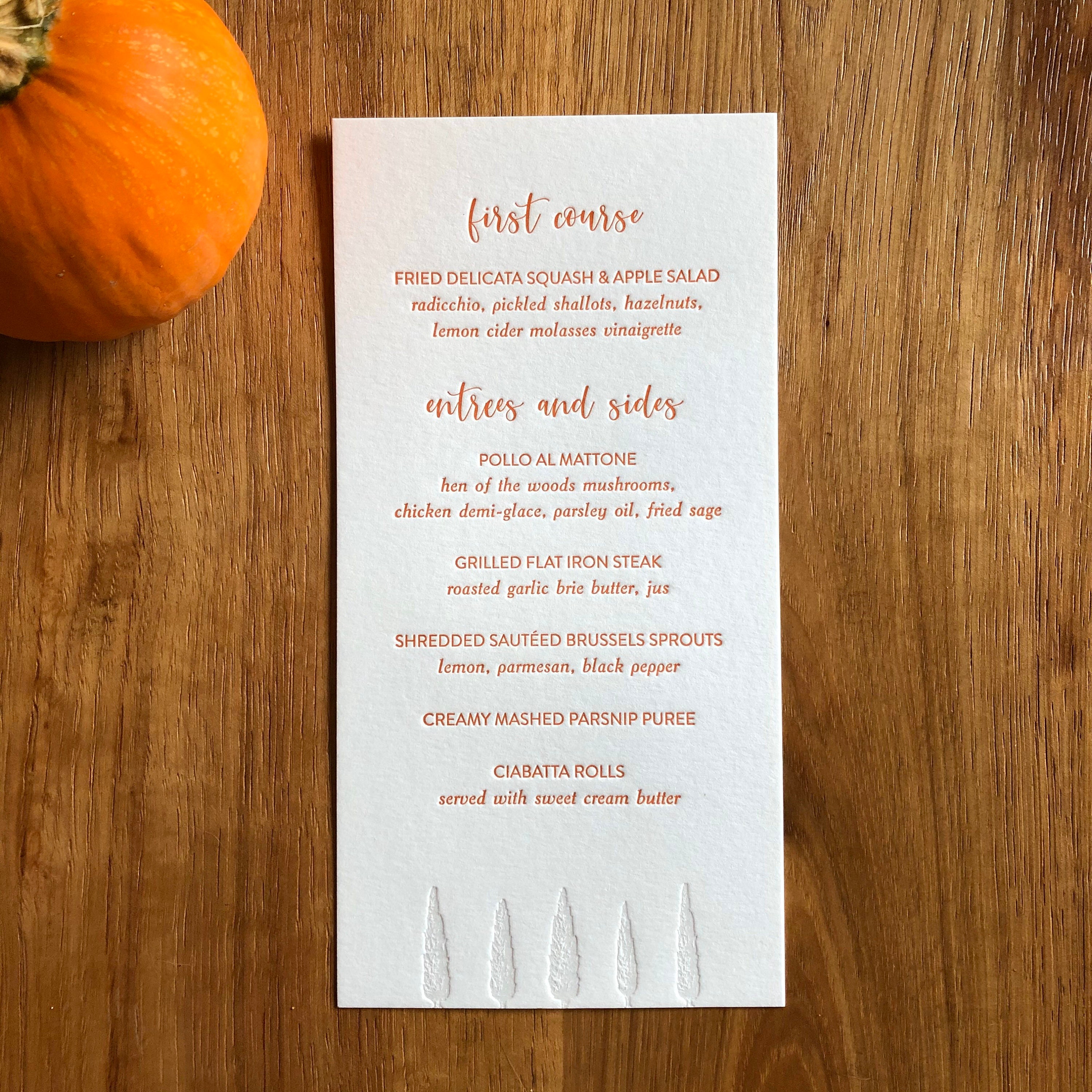 Letterpress Menus - Etsy