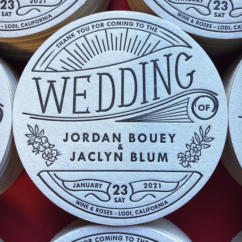 Letterpress Save the Date Coasters - Etsy
