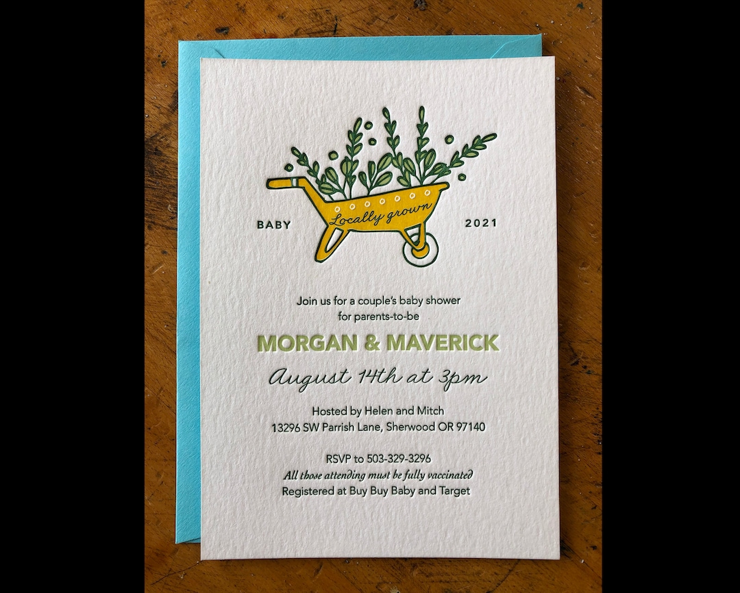 Letterpress Baby Shower Invites - Etsy