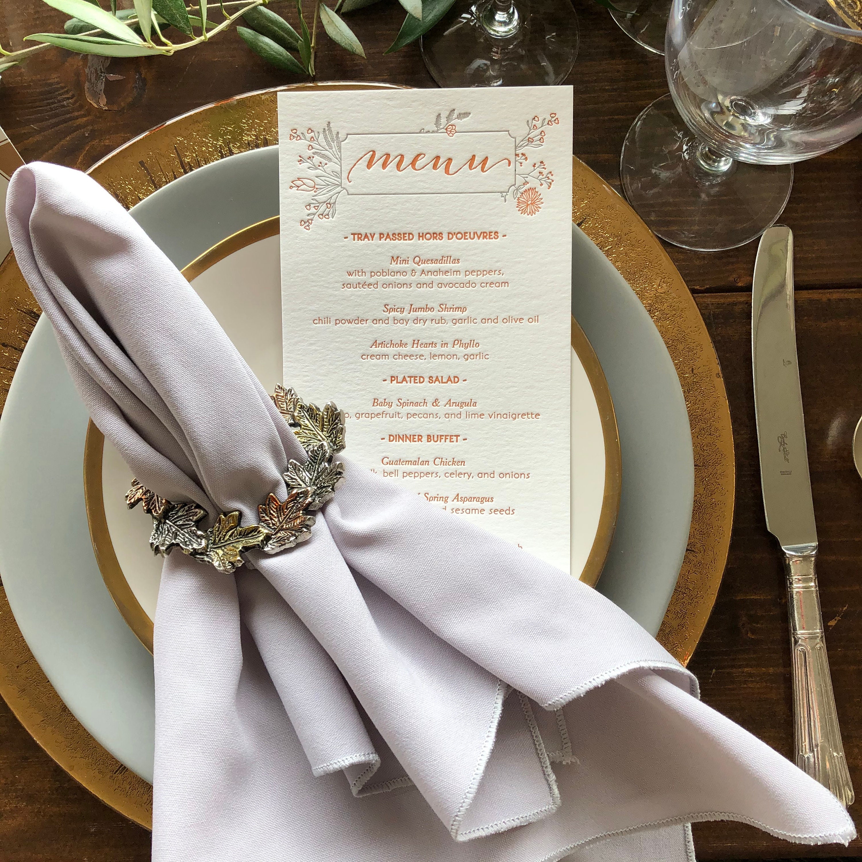 Letterpress Menus - Etsy