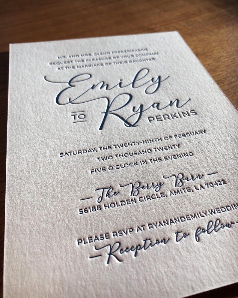 Letterpress Wedding Invites - Etsy