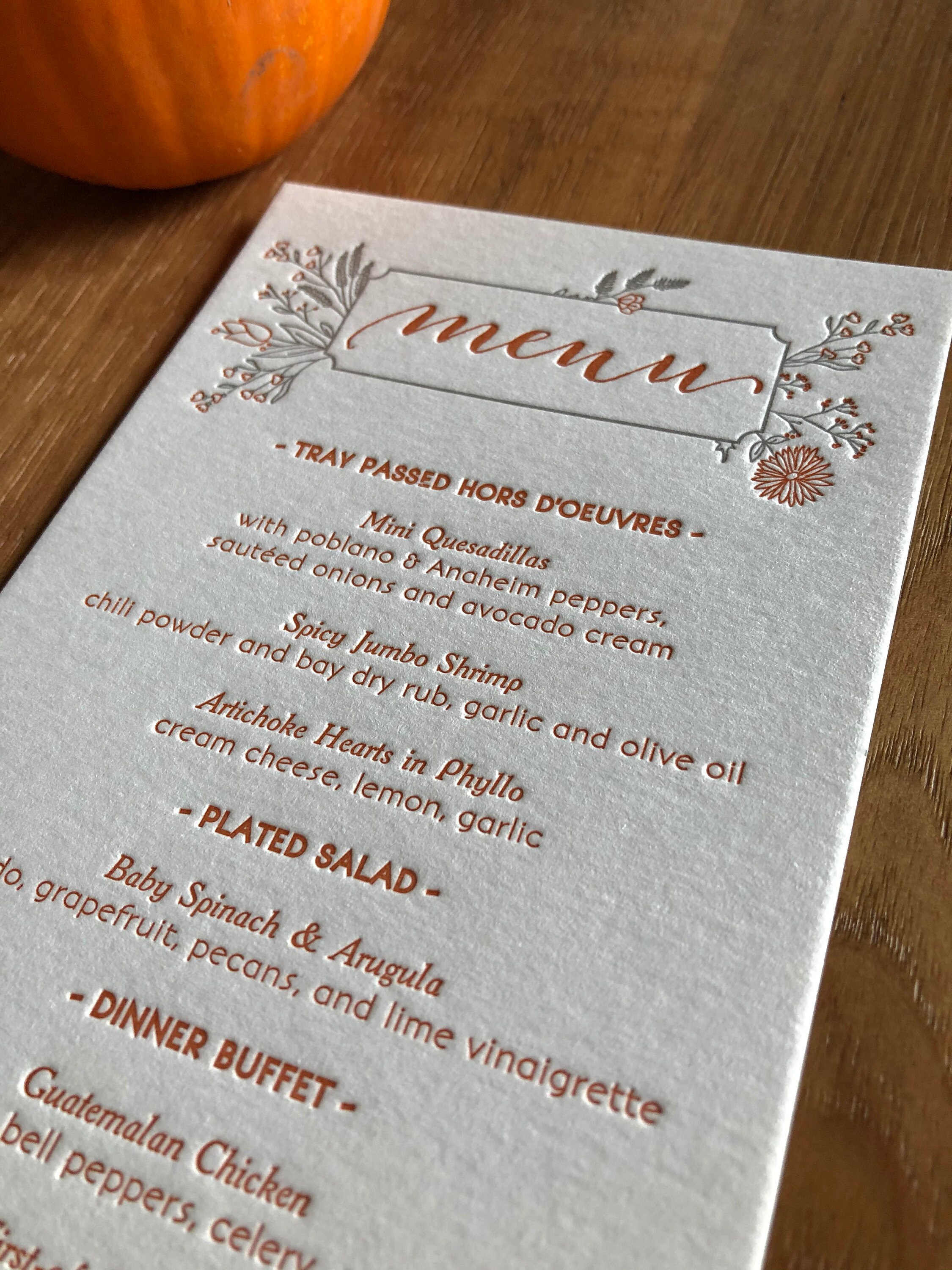 Letterpress Menus | Etsy