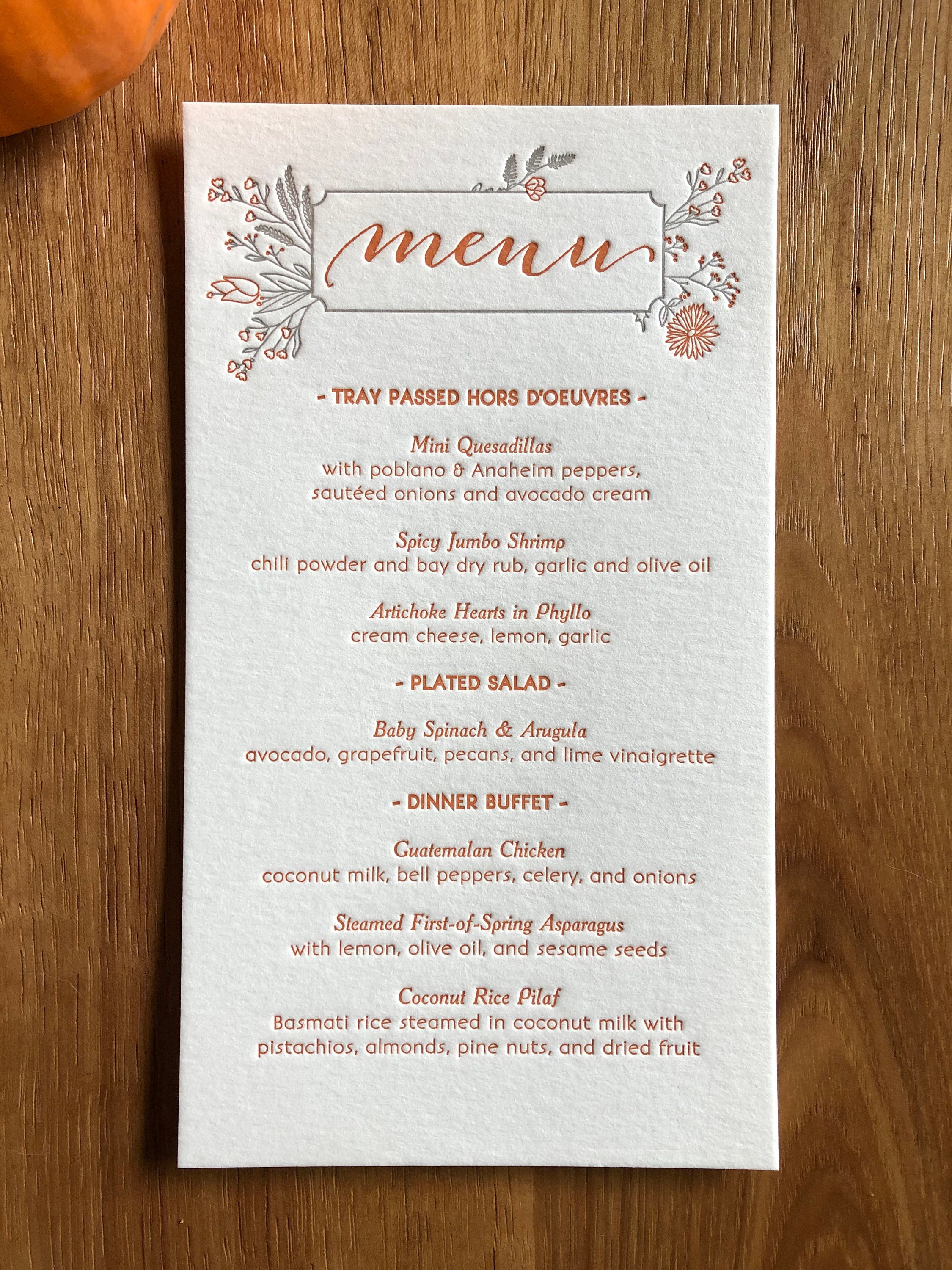Letterpress Menus - Etsy