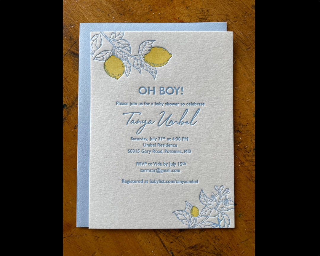 Letterpress Baby Shower Invites - Etsy