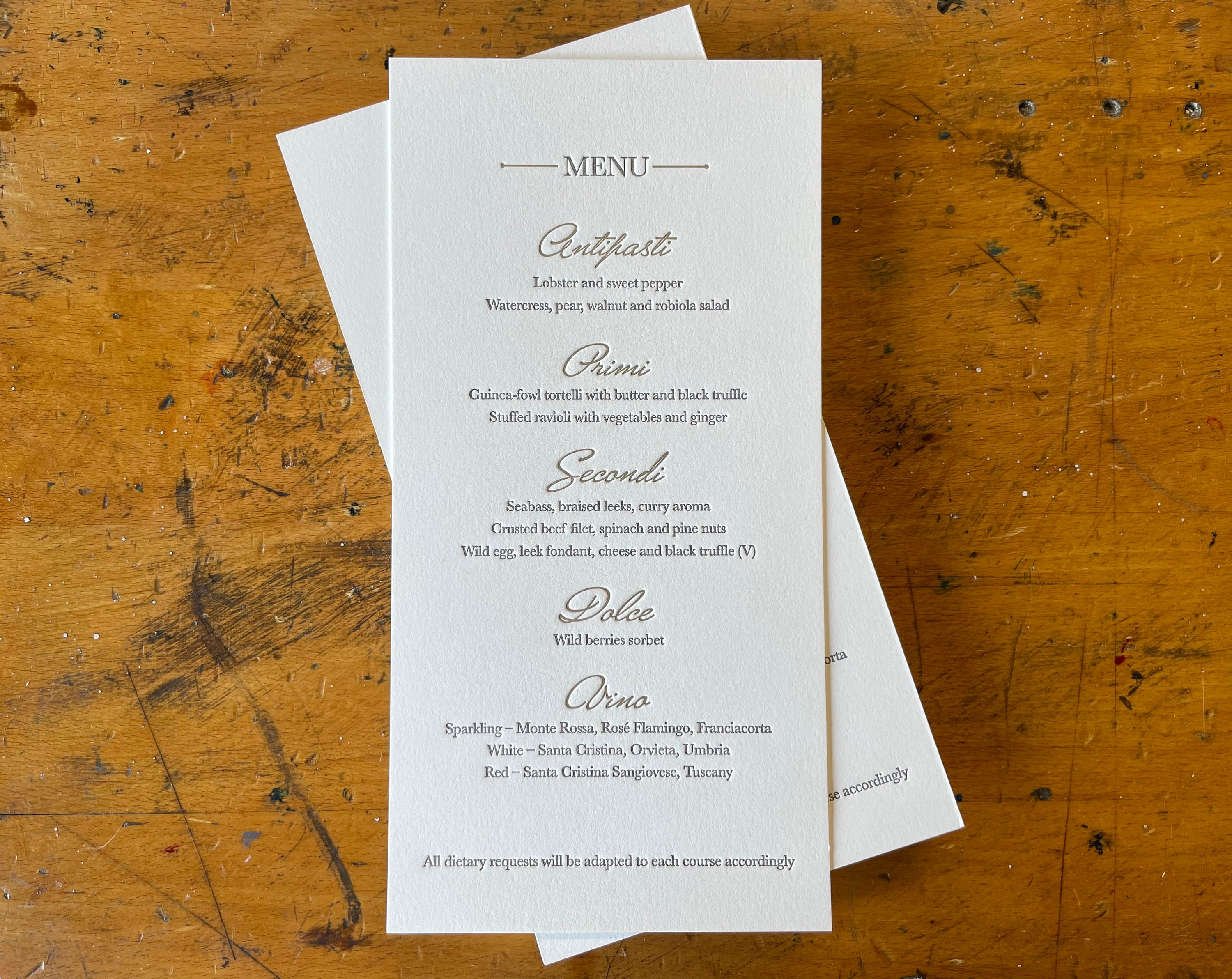 Letterpress Menus - Etsy