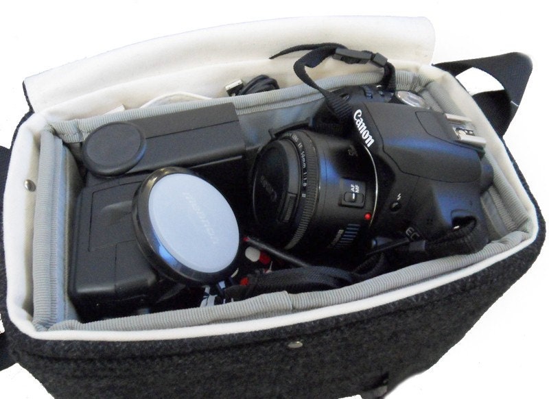 Camera Messenger Bag Medium Medium Gray Herringbone - Etsy