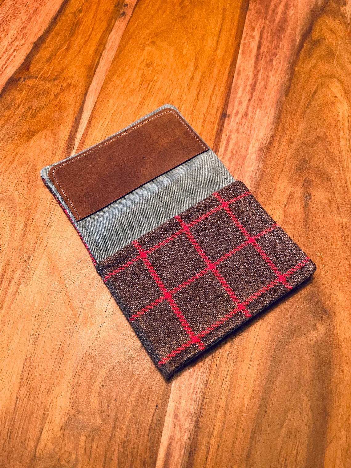 Wallet Brown and Red Vintage Plaid - Etsy