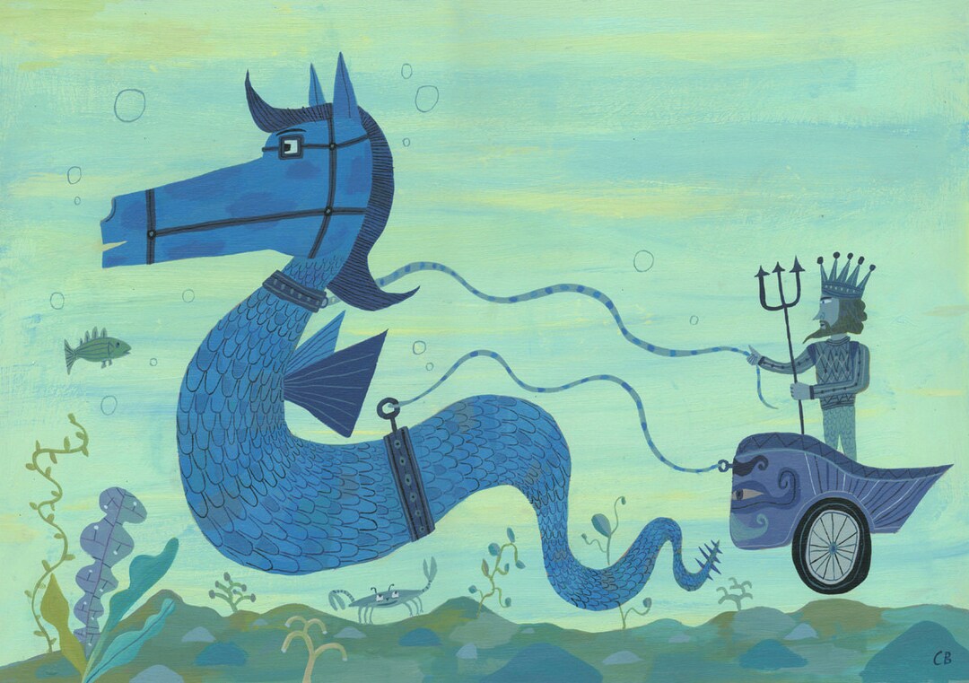 Hippocamp Original Painted Illustration by Calef Brown From Greece Rome ...