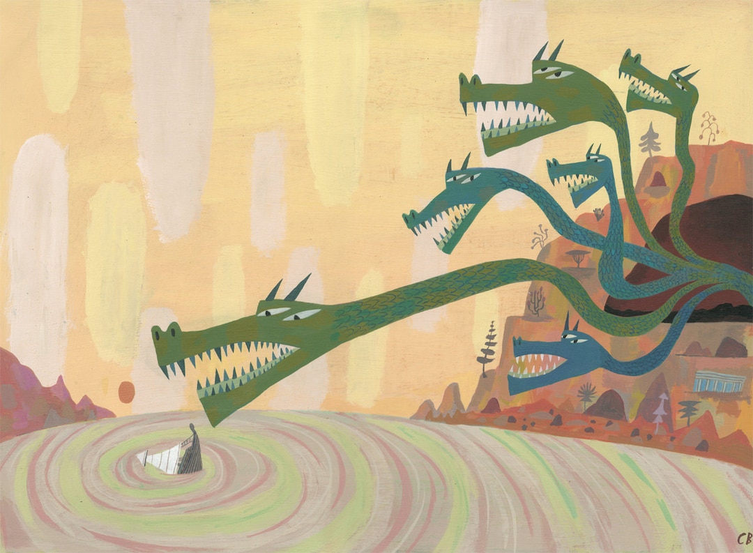 Scylla and Charybdis Original Illustration by Calef Brown - Etsy