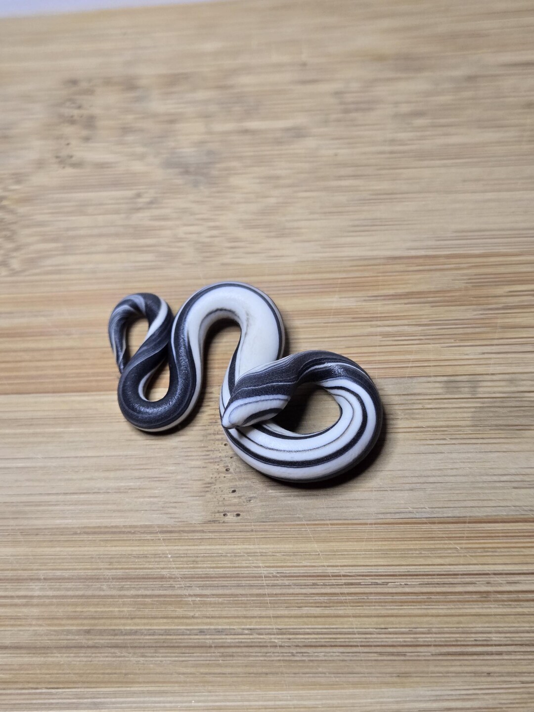 Mini Polymer Clay Snake Sculpture - Black & White - Etsy
