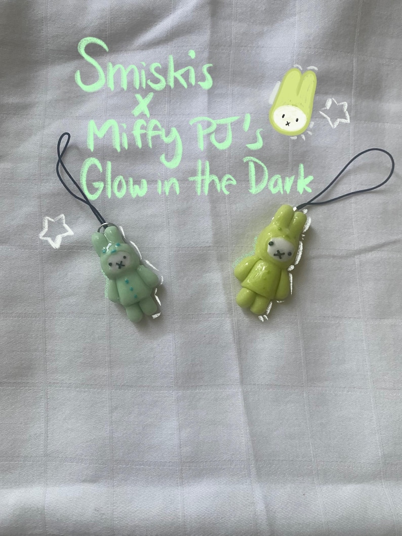 Glow in the Dark Smiskis X Miffy PJ Set Phone Charm and Keychain Charm ...