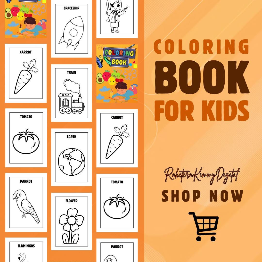 50-page Simple Coloring Book for Kids Easy & Fun Designs for Creative ...