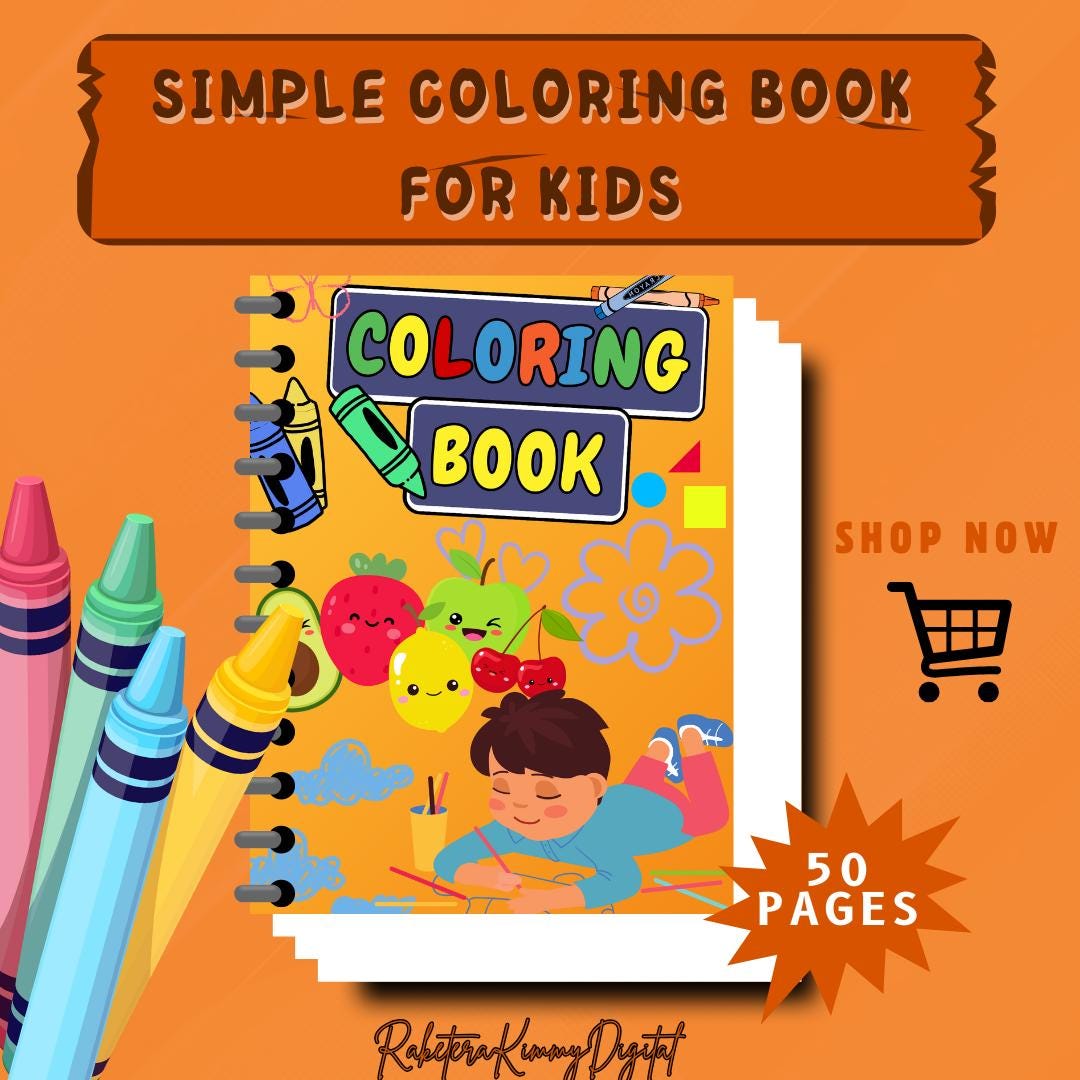 50-page Simple Coloring Book for Kids Easy & Fun Designs for Creative ...