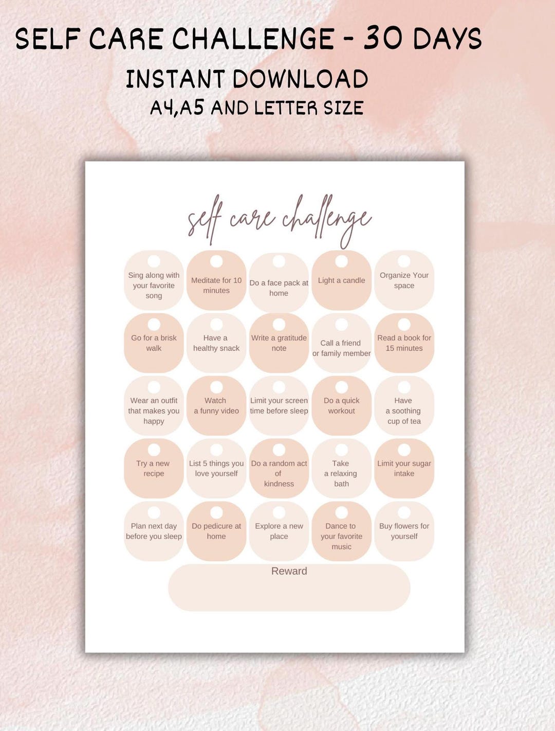 Self Care Challenge, 30 Day Self Care Challenge, Self Care Digital ...