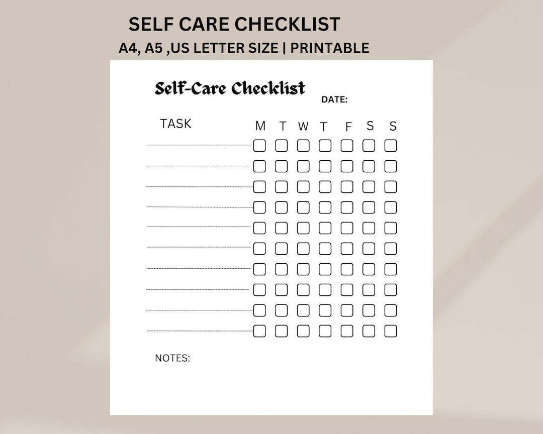 Weekly Self Care Tracker Printable, Daily Self Care Checklist, Routine ...