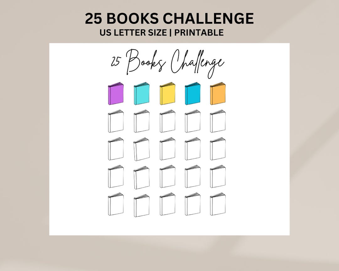 25 Book Reading Challenge - PRINTABLE - Reading Tracker - Reading Log ...