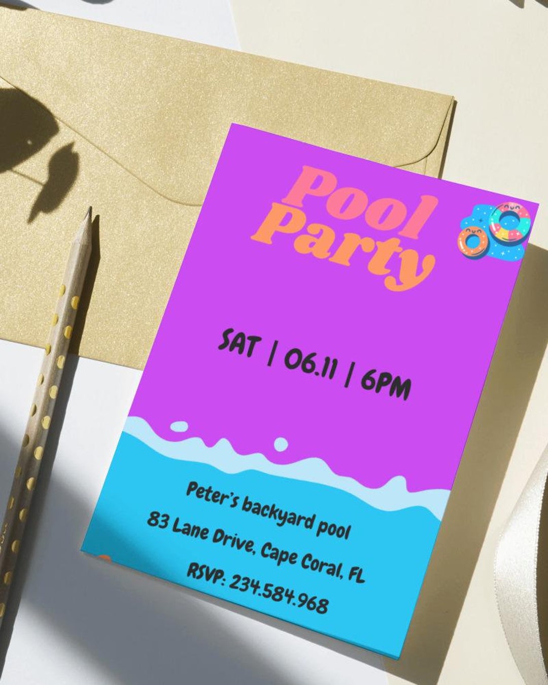 Pool Party, Canva Template, Party Template, Pool Birthday, Pool Party ...