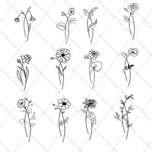 Birth Flower Svg Files for Personalization, Laser Engraving, Cutting ...