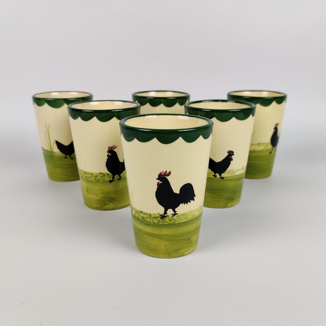 Original Zeller Ceramics Rooster & Hen Juice/wine Glass Set of 6 - Etsy