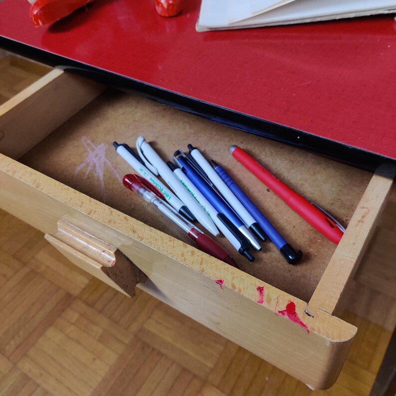 Retro Mid Century Childrens Drawing Table 1950s Red Accent, Children's ...