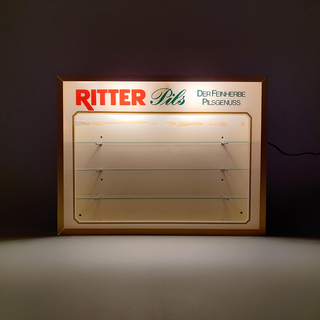 Illuminated Vintage Display Case – Ritter Pils Ad, 19.7" (50 Cm) Wall ...