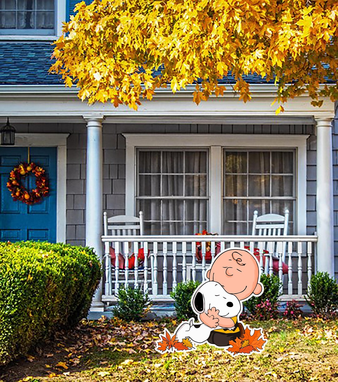 Charlie Brown and Snoopy Hugging Fall Yard Sign - Etsy