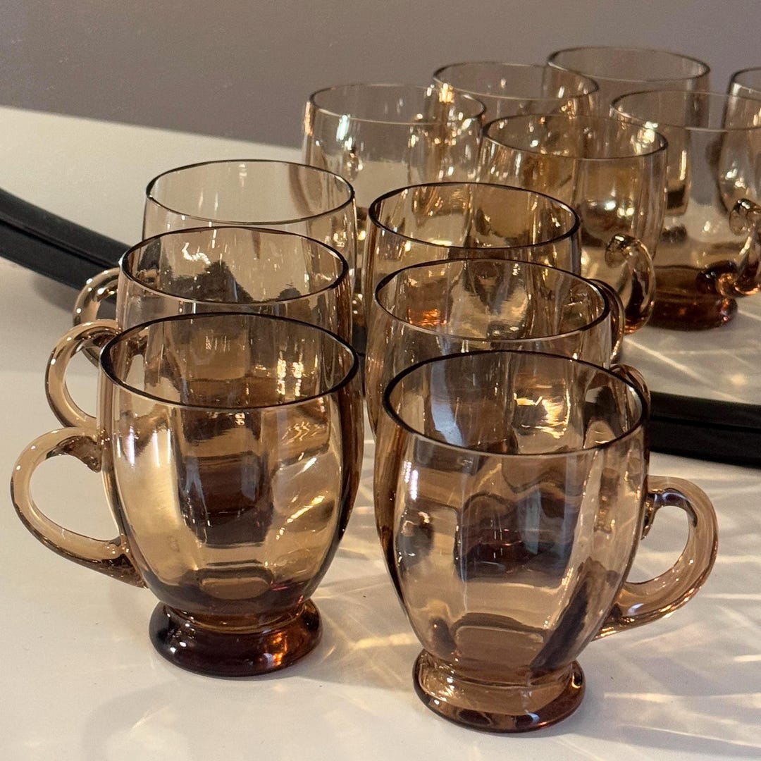 Duralex Smoked Brown Glass Set of 6 Coffee Espresso Cups 1970s - Etsy