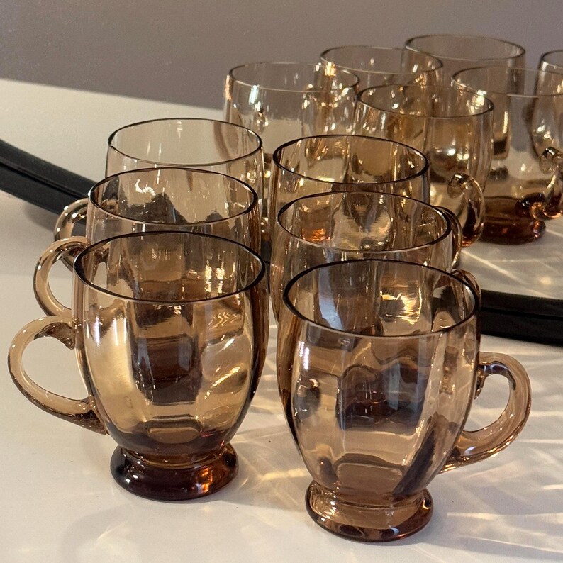 Duralex Smoked Brown Glass Set of 6 Coffee Espresso Cups 1970s - Etsy