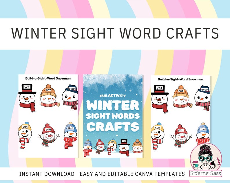 Winter Phonics and Sight Word Worksheets for Early Literacy Centers and ...