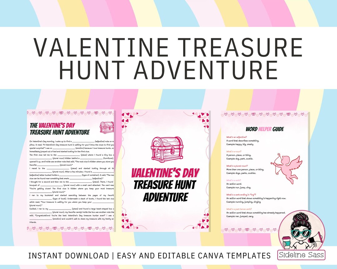 Valentine’s Day Treasure Hunt Clues for Kids – Printable Indoor ...