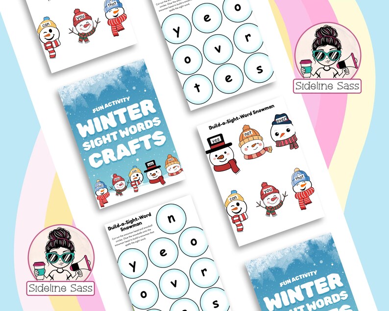 Winter Phonics and Sight Word Worksheets for Early Literacy Centers and ...