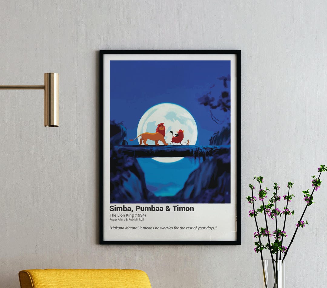 Simba, Timon & Pumbaa Digital Wall Art - the Lion King (1994) Vector ...