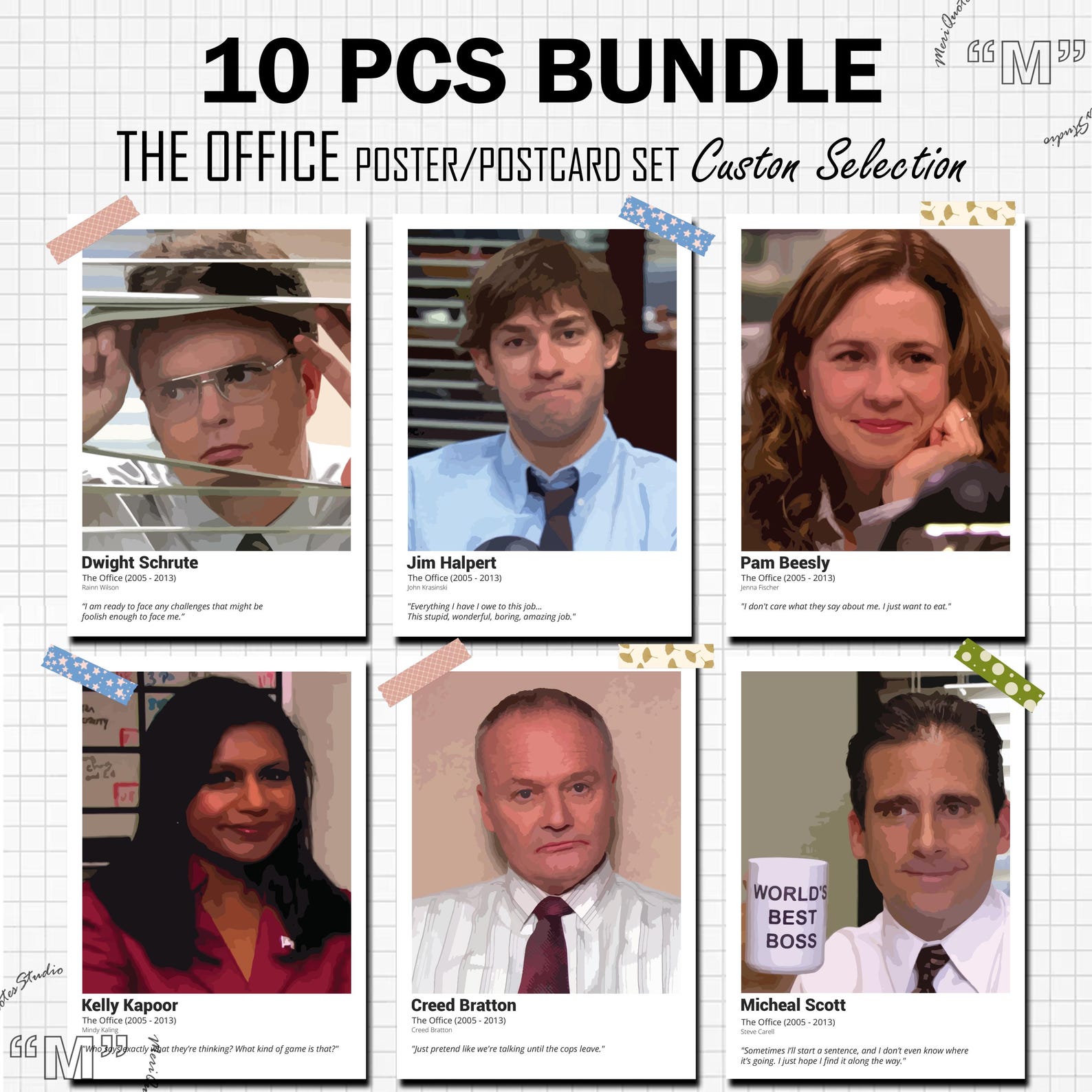 10 PCS the Office Poster Postcard Bundle, Instant Download, Printable ...