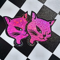 80s Neon Cat Sticker: Retro Pop Art Kitty With Sunglasses - Etsy