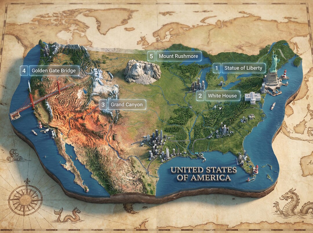 USA Landmarks for Kids – 3D Book + 5 Illustrated Stories | Landscape ...
