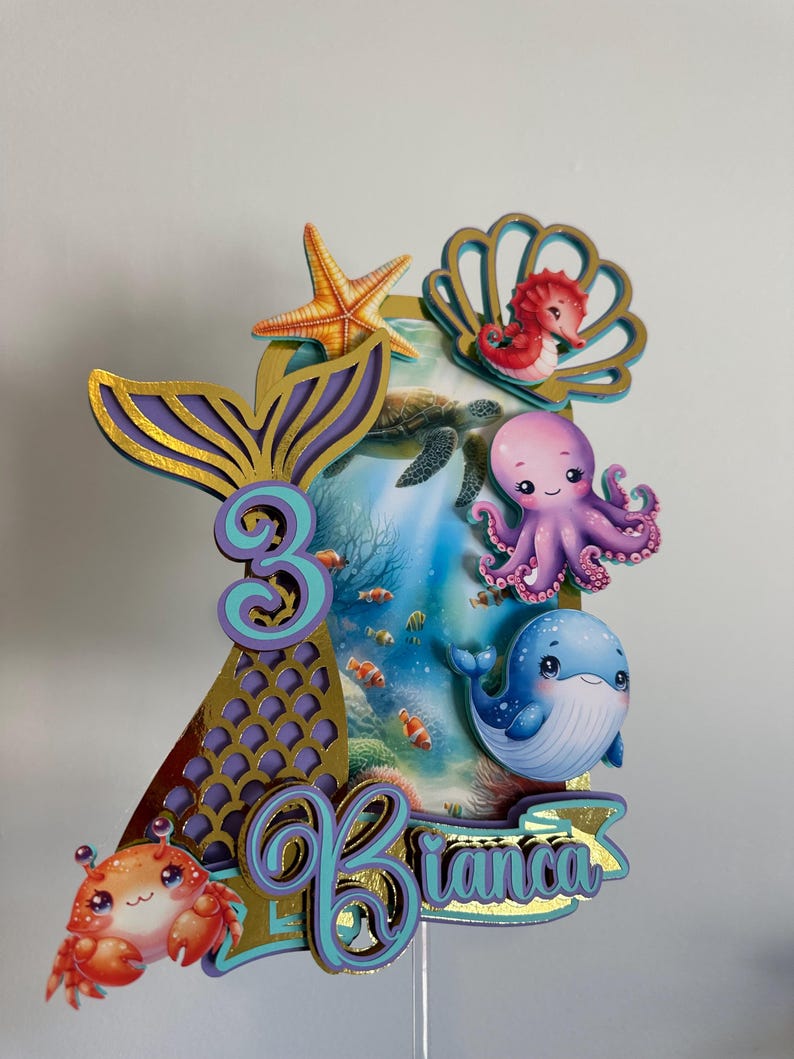 Under the Sea Cake Topper - Custom Birthday Party Decor - Etsy