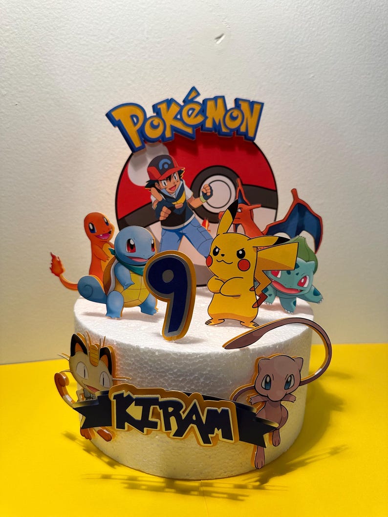 Cake Topper Pokemon - Birthday Party Pokémon Custom Order - Etsy