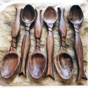 Handcrafted Wooden Spoon Set - Natural Wood, Unique Design, Kitchen ...