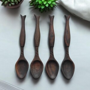 Handcrafted Wooden Spoon Set - Natural Wood, Unique Design, Kitchen ...