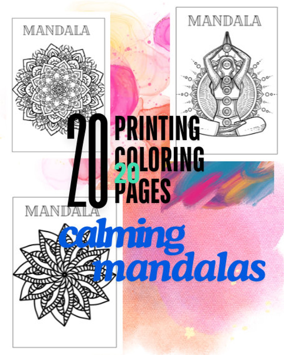 20 Calming Mandalas Printing Coloring Pages - Etsy