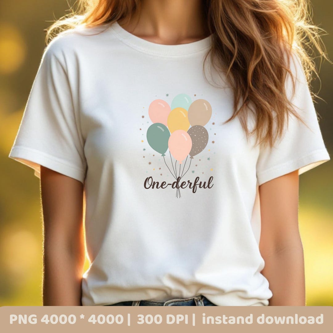 One-derful PNG, First Birthday Balloon Sublimation Design, 1st Birthday ...