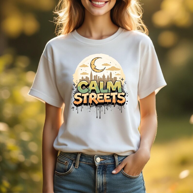 Calm Streets PNG | Urban Night Skyline Clipart for Sublimation | Retro ...