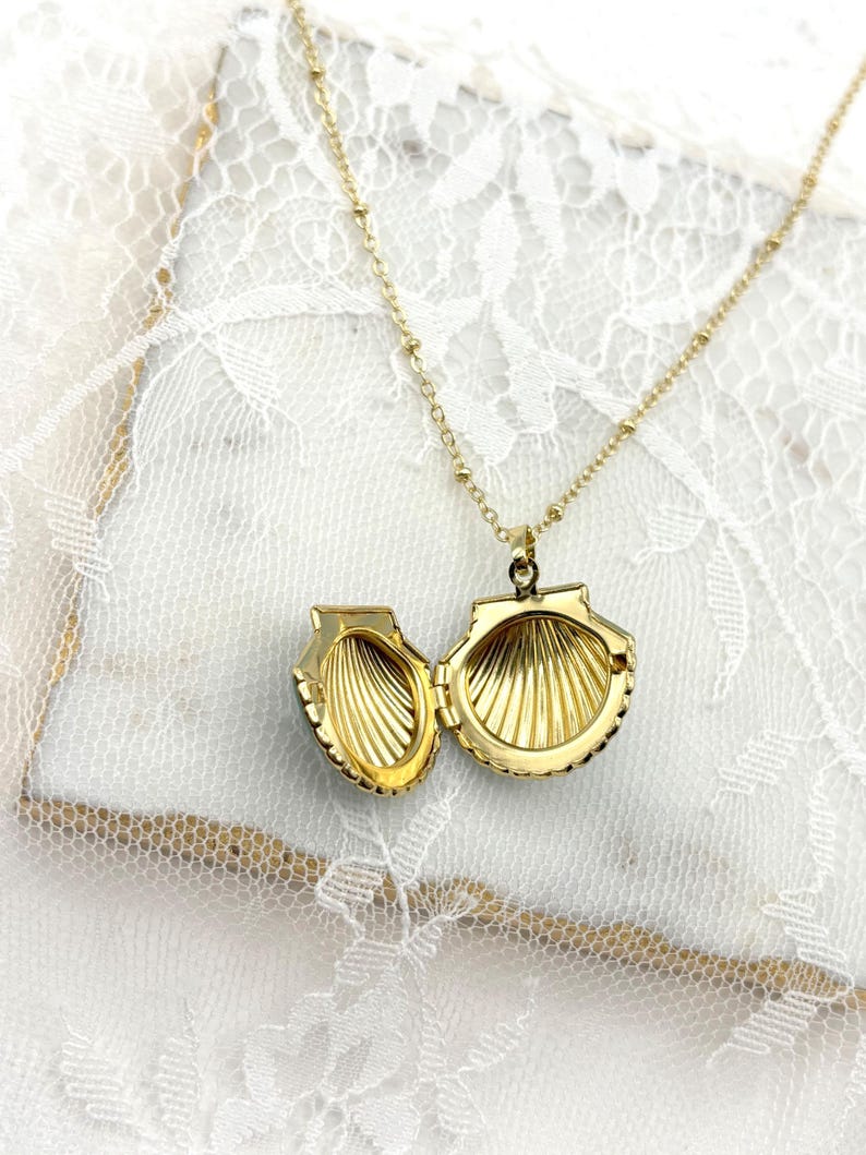 Mermaid Shell Locket Necklace. Dainty Design. Gift for Her. Gift for ...