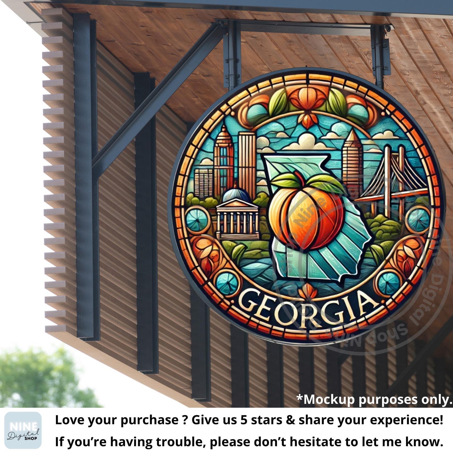 Georgia Png File, USA States Stained Glass Png, Georgia Stained Glass ...
